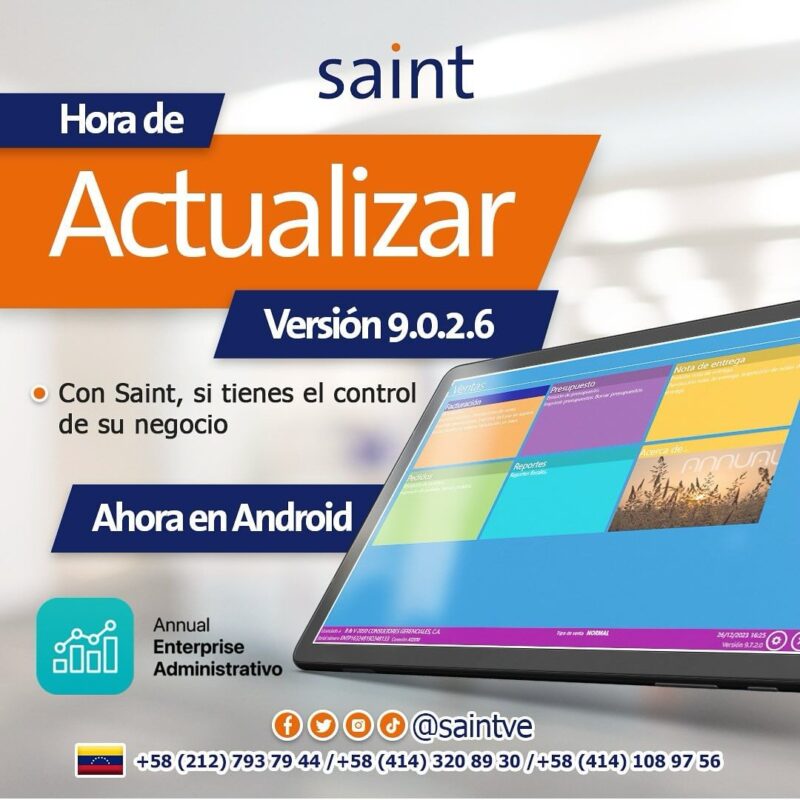 Saint Venezuela – Versión 9.7.5.0 Homologada SENIAT